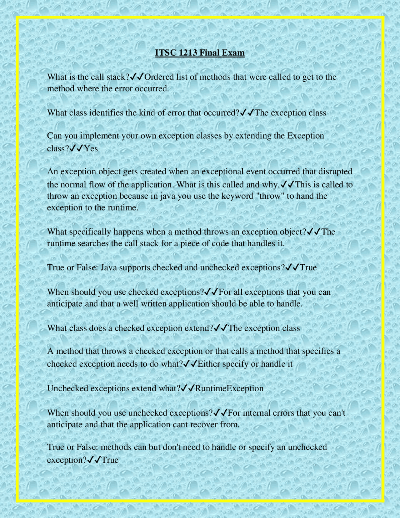 ITSC 1213 Final Exam | Quizzes Information Technology | Docsity