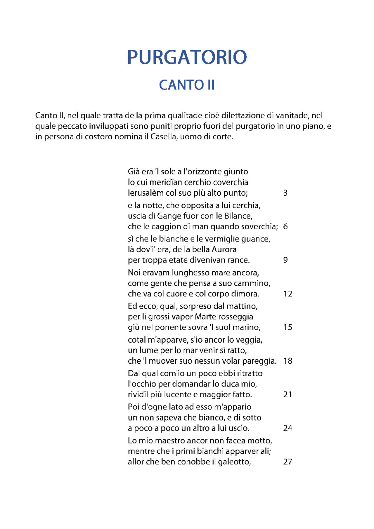 parafrasi canto 2 purgatorio | Appunti di Lingue e letterature ...