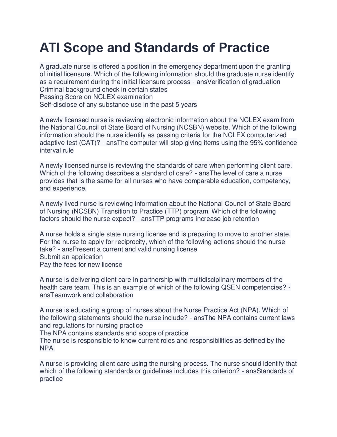 ATI Scope and Standards of Practice.pdf | Exams Nursing | Docsity