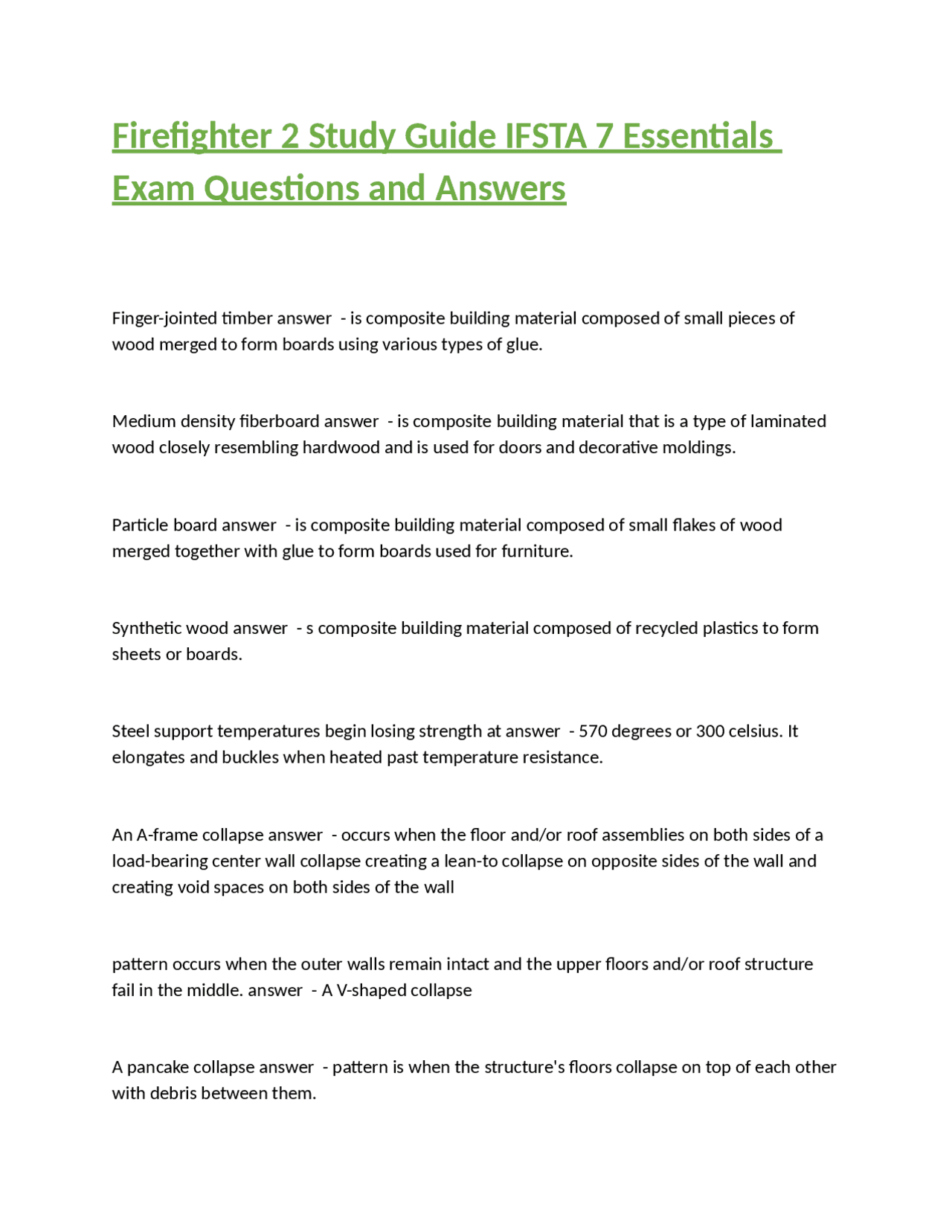 Firefighter 2 Study Guide IFSTA 7 Essentials Exam Questions and Answers ...