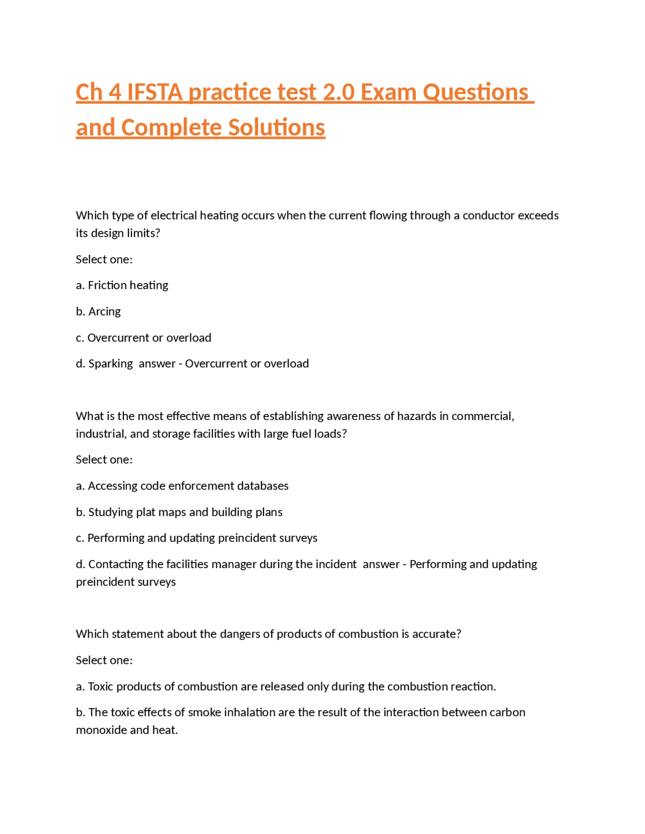 Ch 4 IFSTA practice test 2.0 Exam Questions and Complete Solutions ...