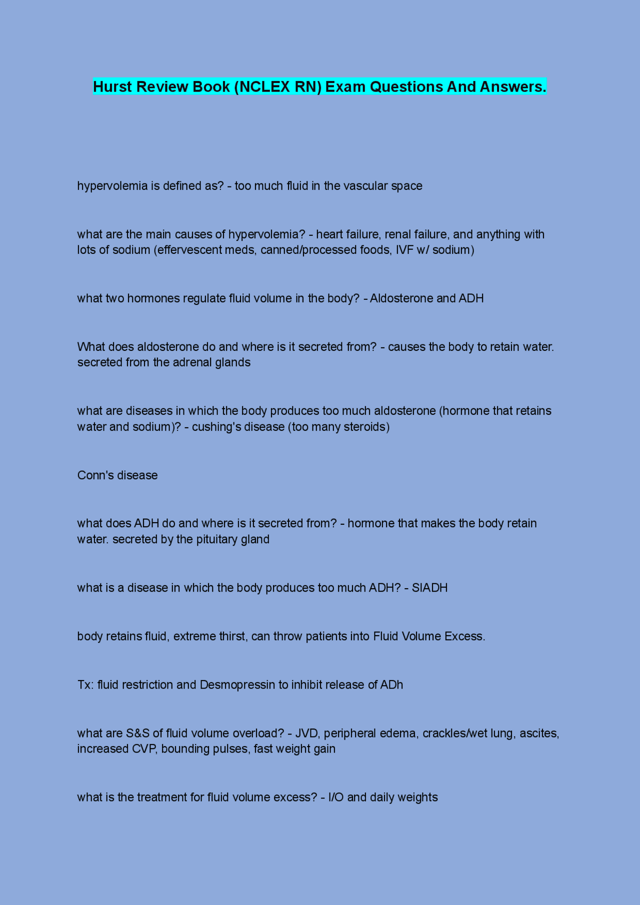 HURST REVIEW NCLEX RN Book-PDF 2024/2025 latest exam questions and ...