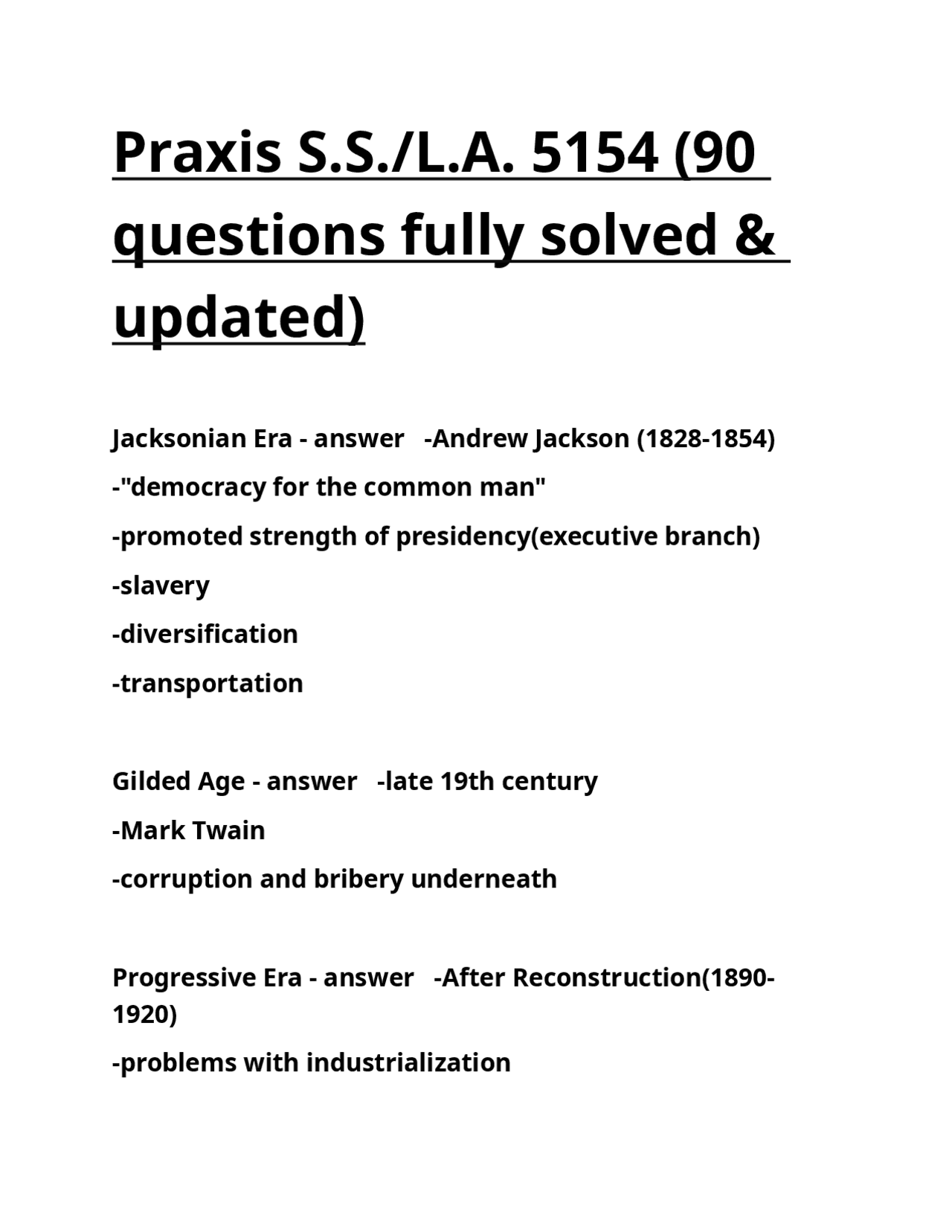 Praxis S.S. L.A. 5154 (90 questions fully solved & updated | Exams Oral ...