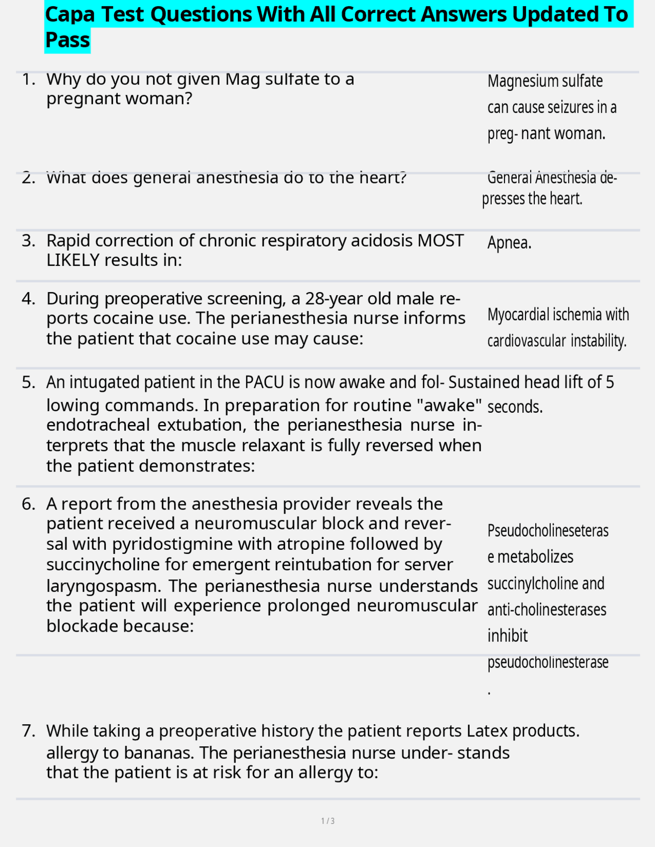 Capa Test Questions With All Correct Answers Updated To Pass | Exams ...