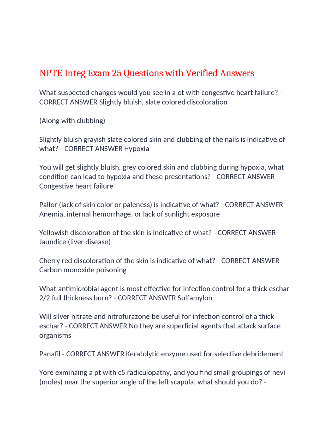 NPTE Integ Exam 25 Questions with Verified Answers,100% CORRECT | Exams ...