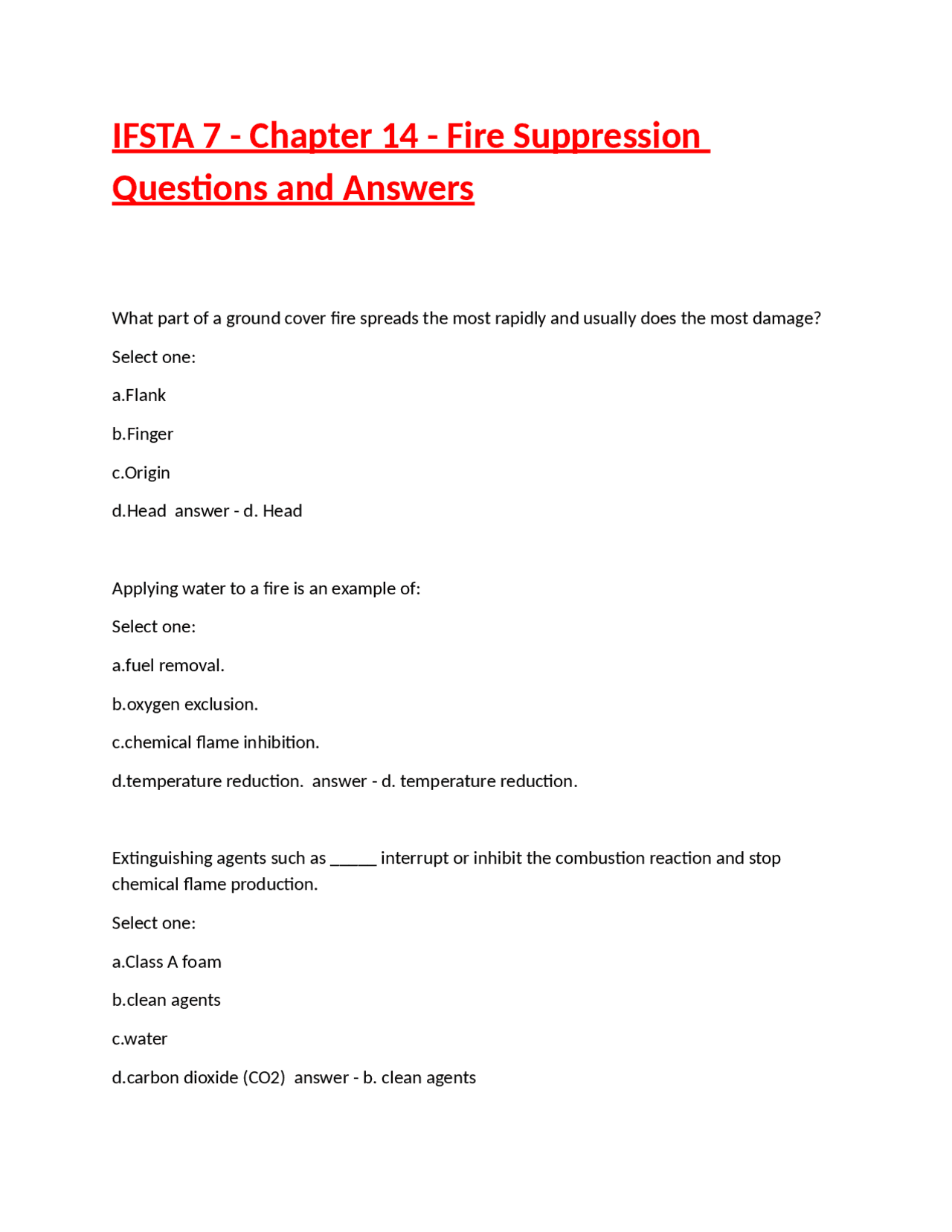 IFSTA 7 - Chapter 14 - Fire Suppression Questions and Answers | Exams ...