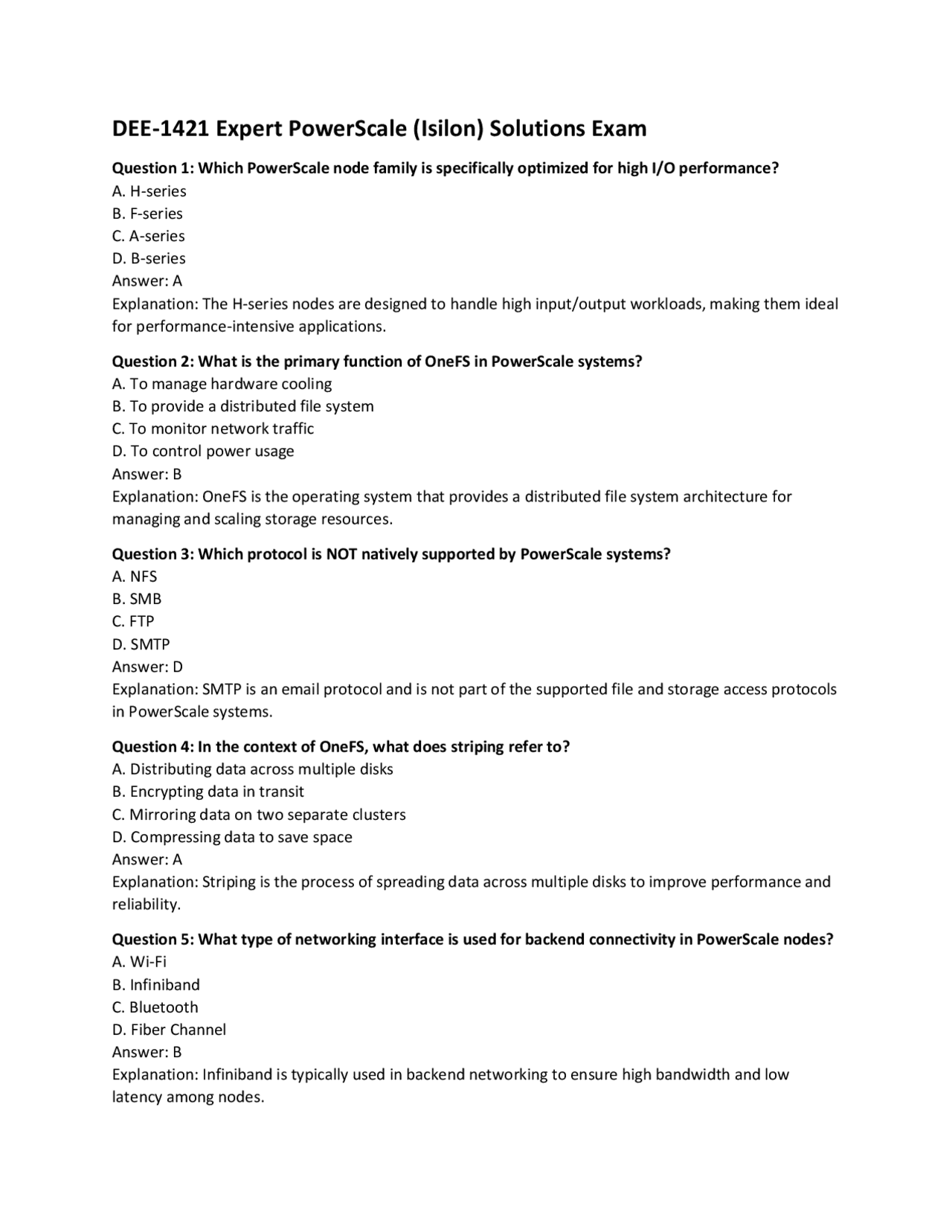 DEE-1421 Expert PowerScale (Isilon) Solutions Exam | Exams Technology ...