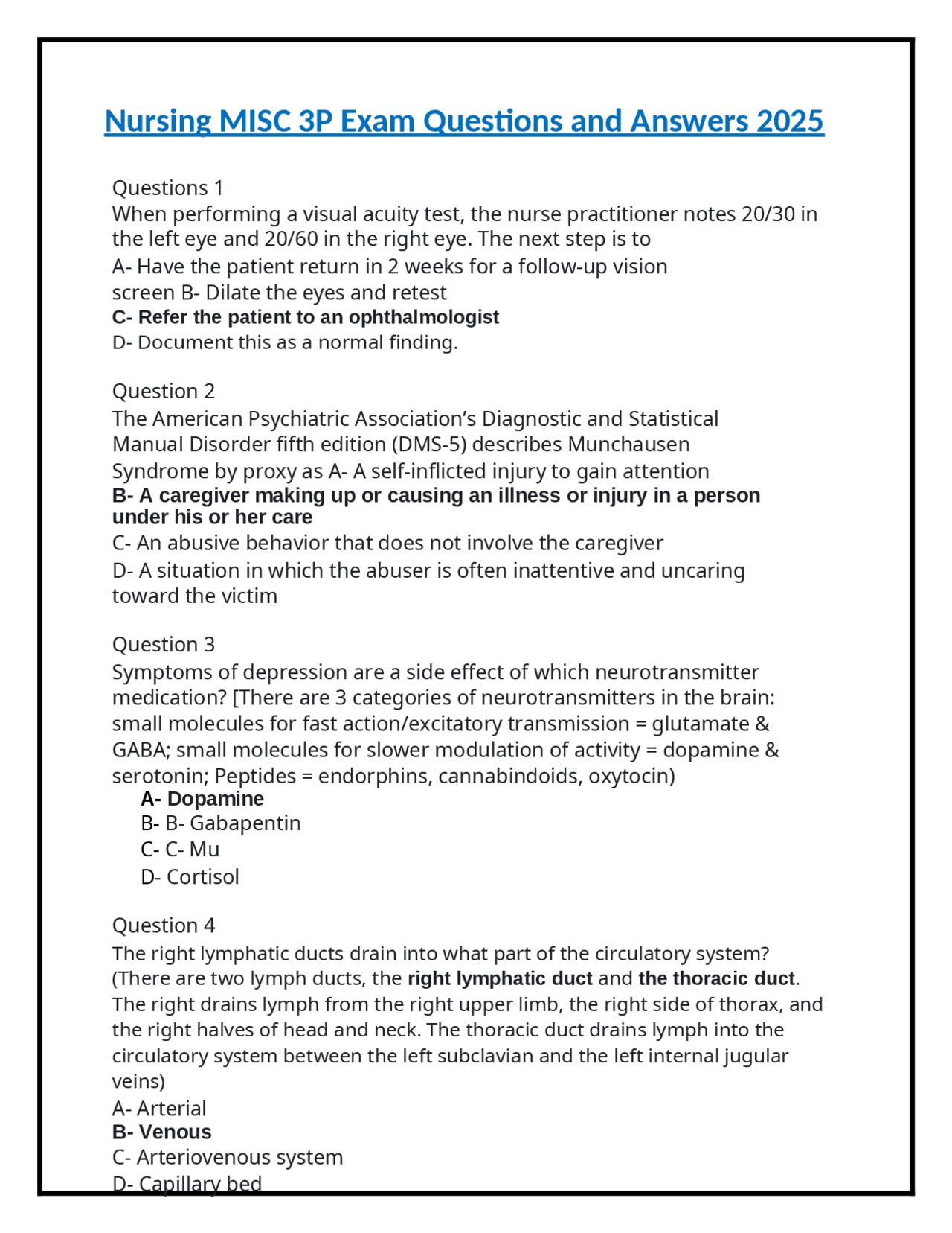 Nursing Multiple Choice Questions and Answers: A Comprehensive Review ...
