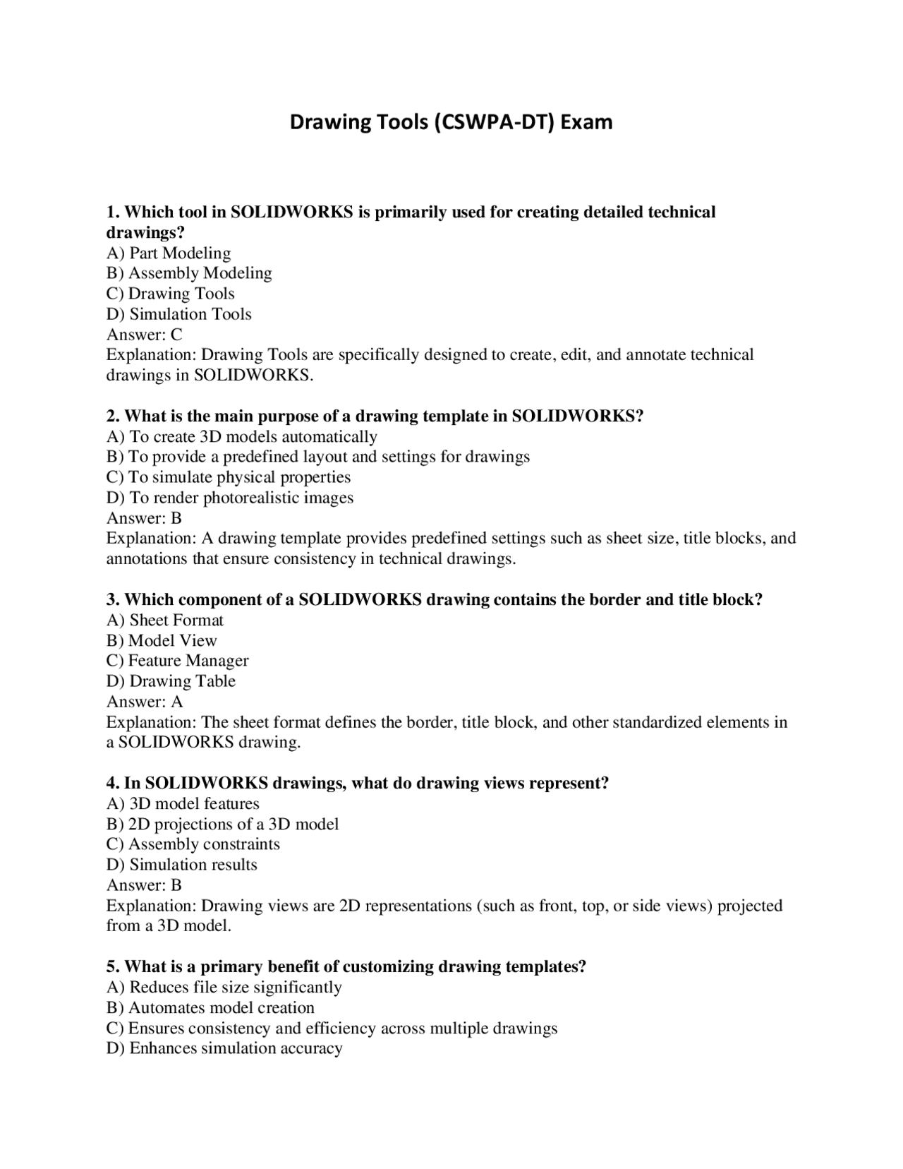 Drawing Tools (CSWPA-DT) Exam | Exams Technology | Docsity