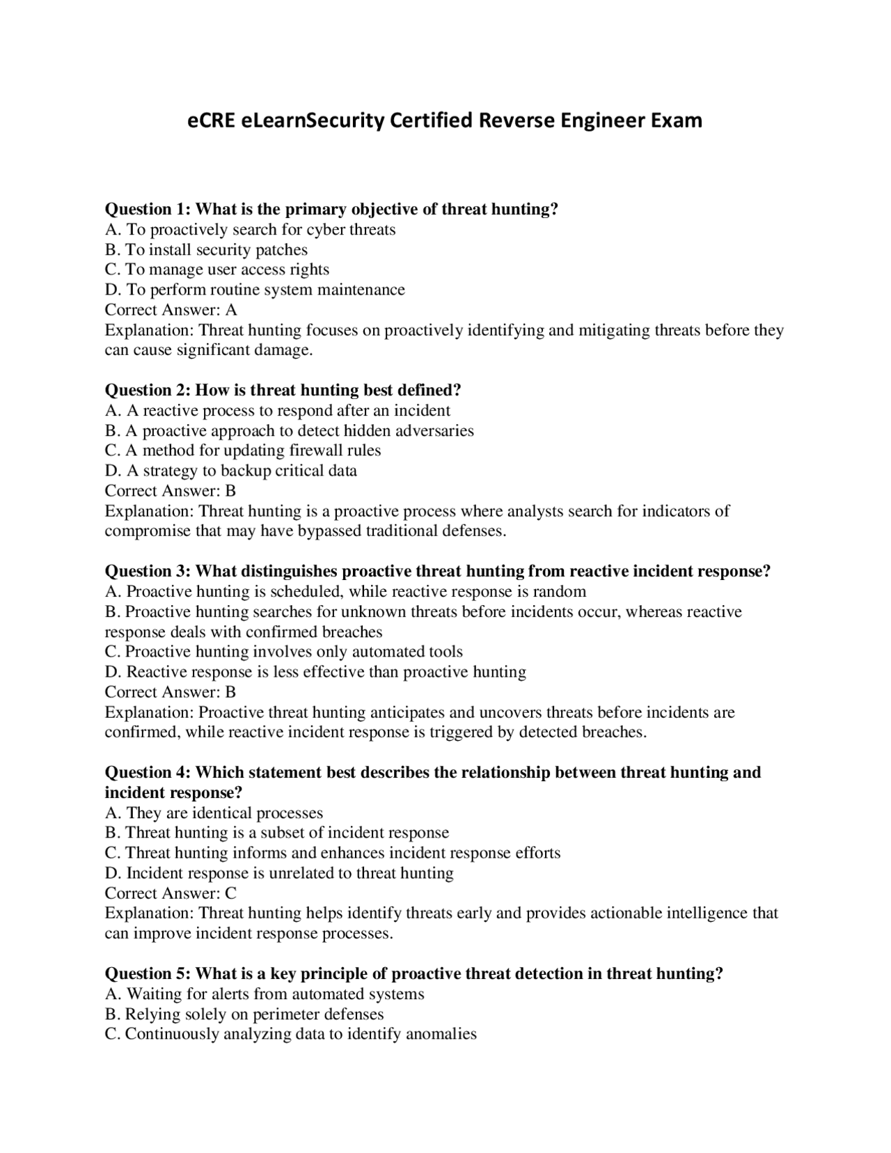 eCRE eLearnSecurity Certified Reverse Engineer Exam | Exams Technology | Docsity