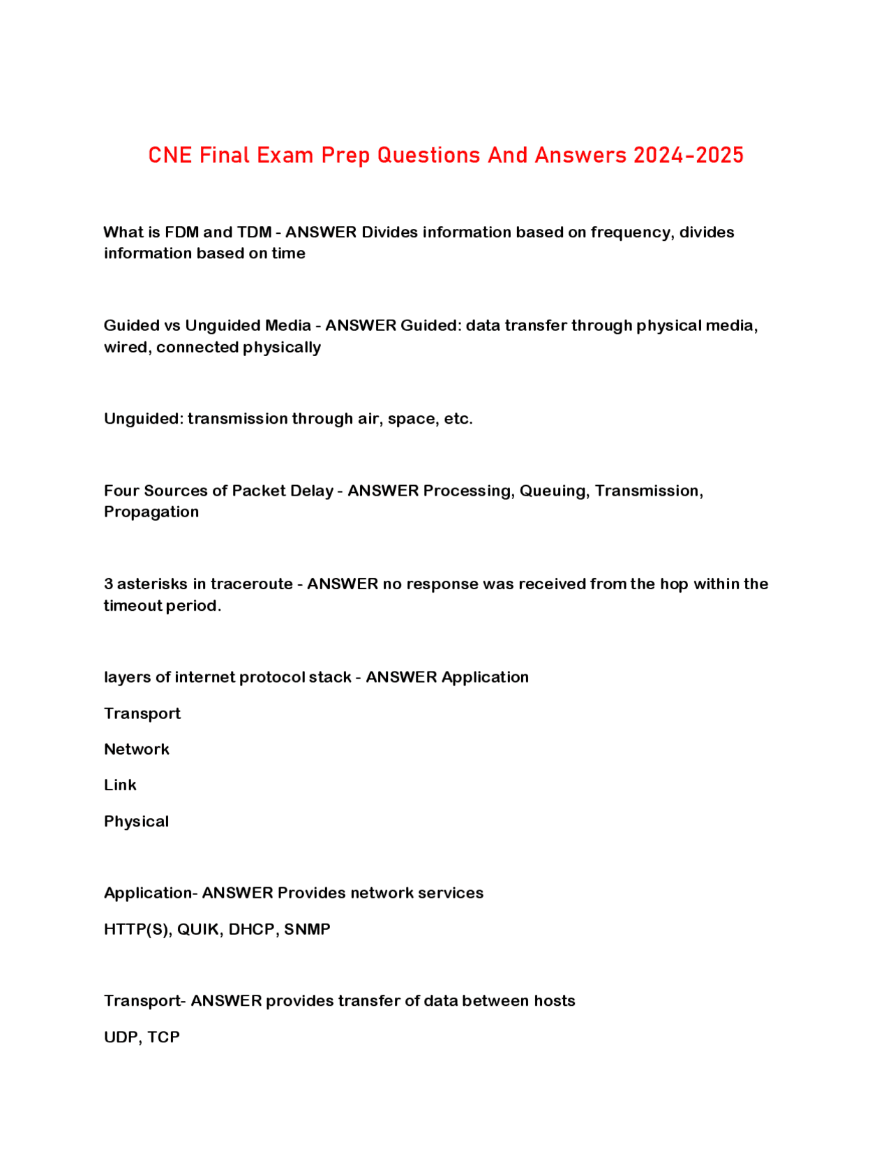 CNE Final Exam Prep Questions And Answers 2024-2025 | Exams Advanced ...