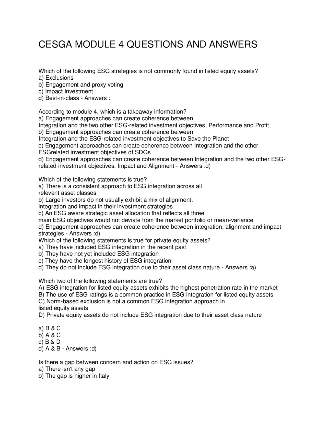 ESG Investing: Multiple Choice Questions and Answers | Exams Social ...