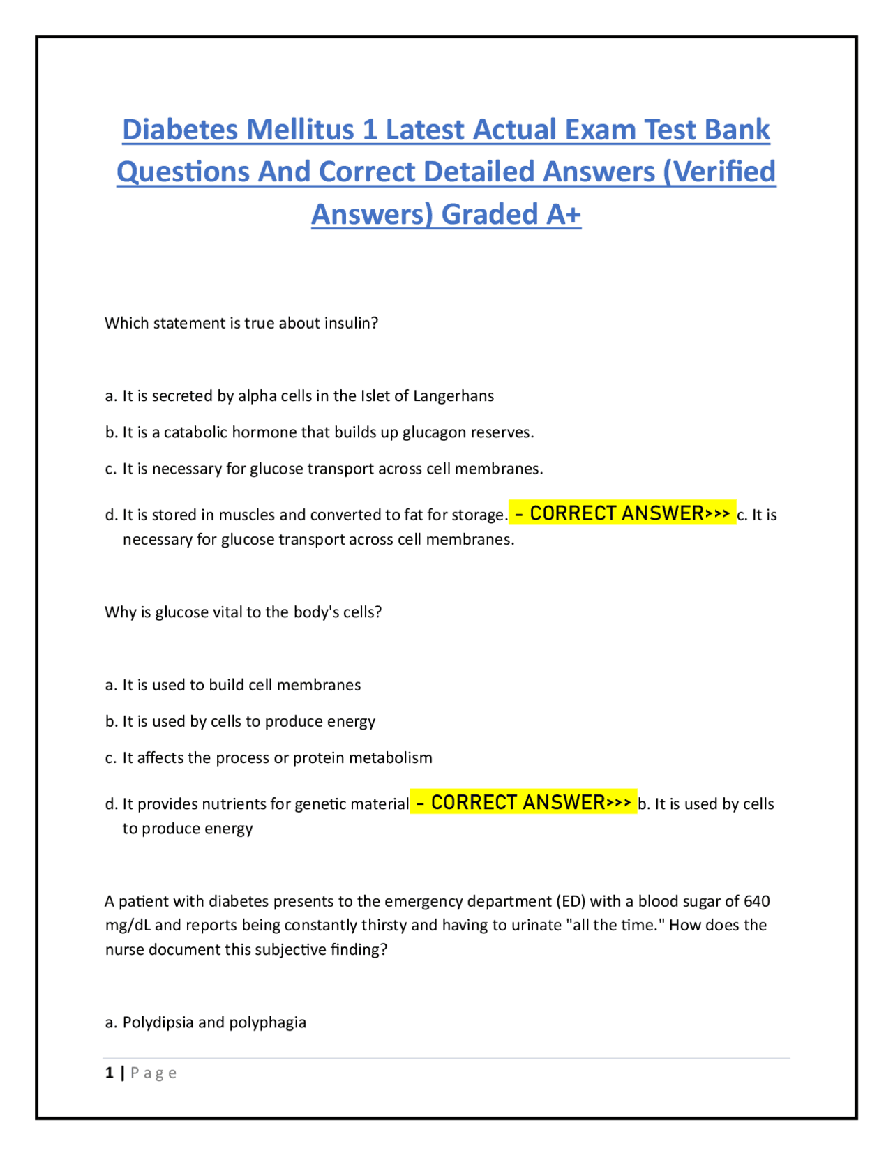 Diabetes Mellitus Type 1 and 2: A Comprehensive Exam Review with ...