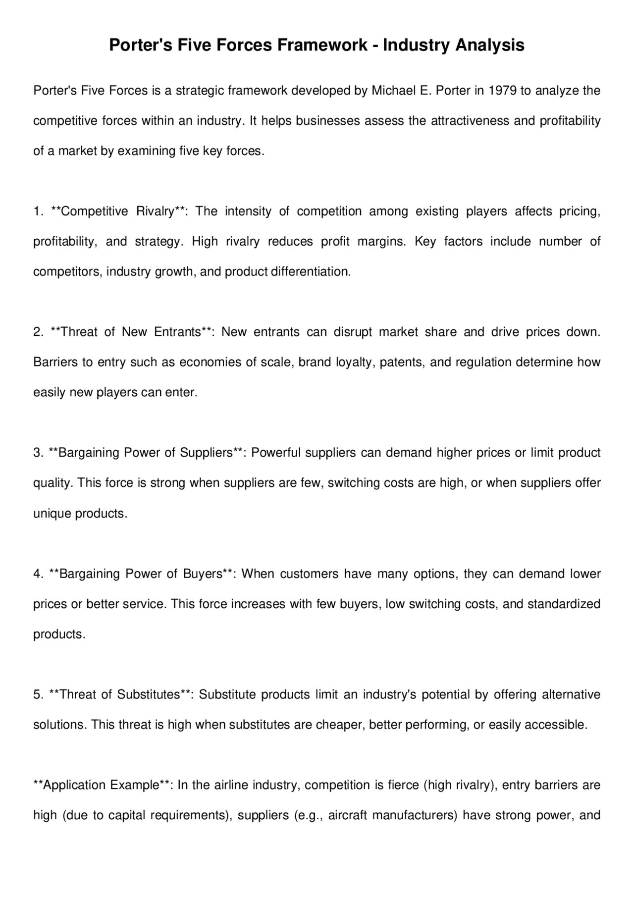Porter's Five Forces Framework | Schemes and Mind Maps Business ...
