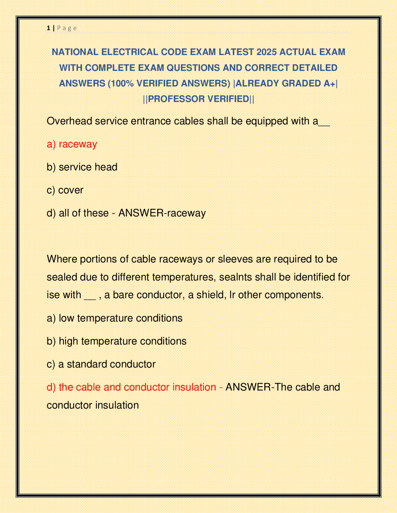 National Electrical Code (NEC) Exam Questions and Answers: A ...