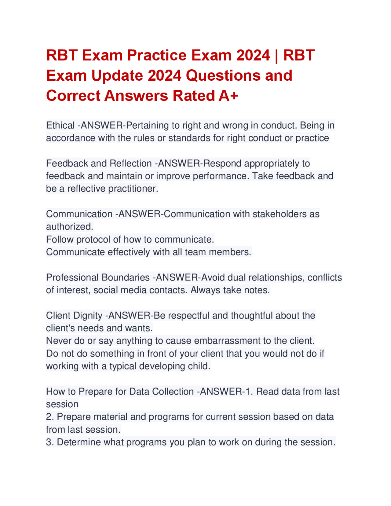 RBT Exam Practice Exam 2024 | RBT Exam Update 2024 Questions and ...