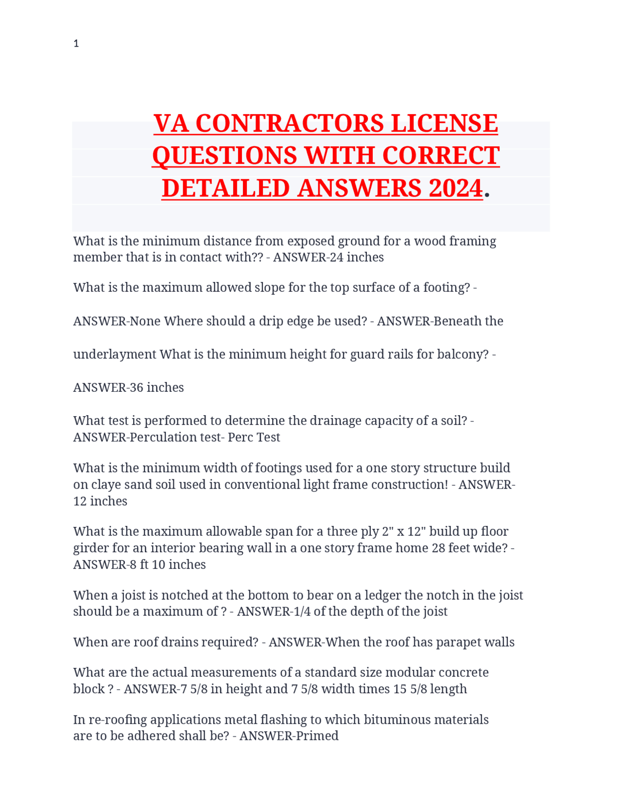 VA CONTRACTORS LICENSE QUESTIONS WITH CORRECT DETAILED ANSWERS 2024 ...