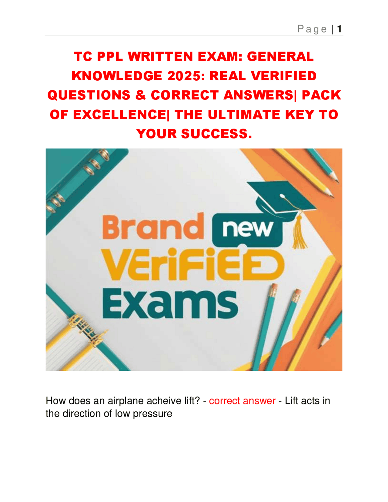 TC PPL WRITTEN EXAM: GENERAL KNOWLEDGE 2025: REAL VERIFIED QUESTIONS ...