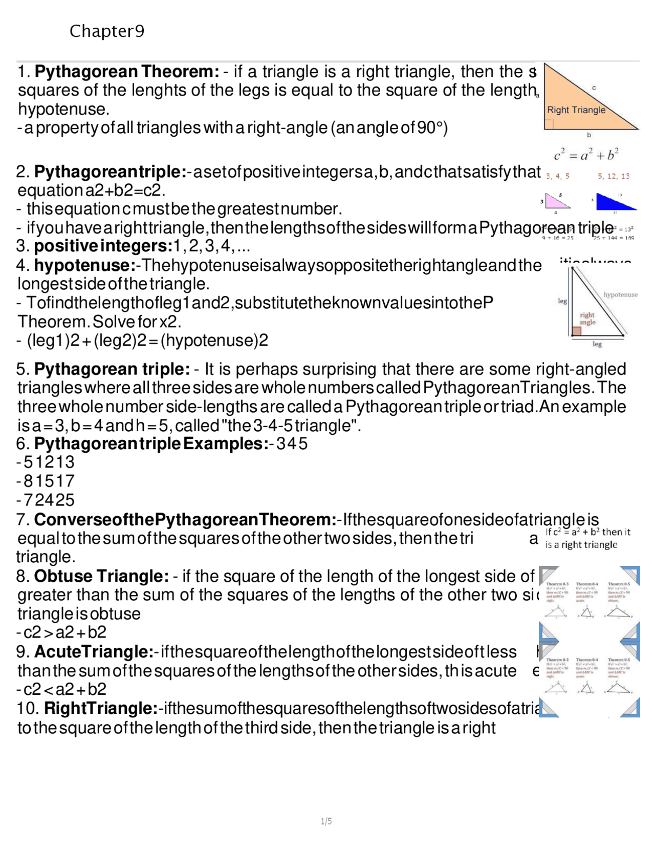 Chapter 9 Pythagorean Theorem questions and solutions | Exams Nursing ...