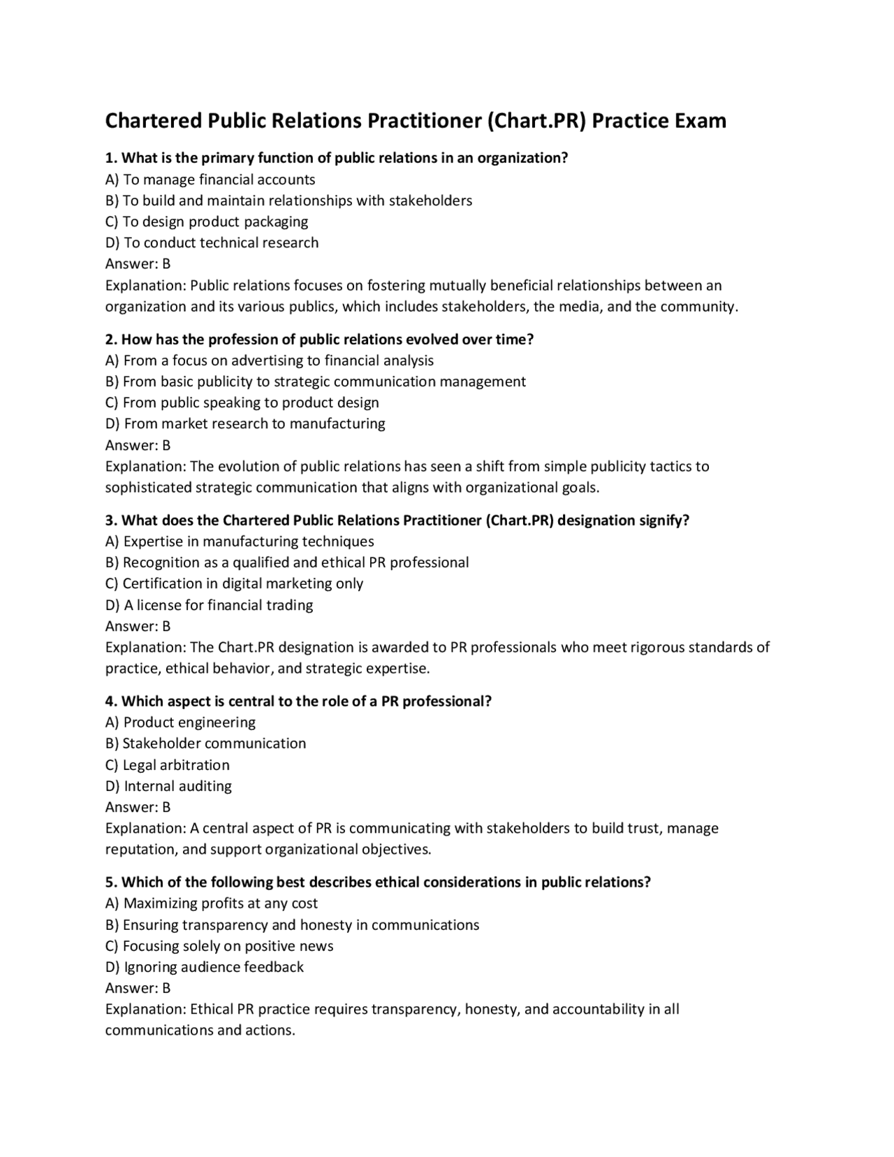 Chartered Public Relations Practitioner (Chart.PR) Exam | Exams ...