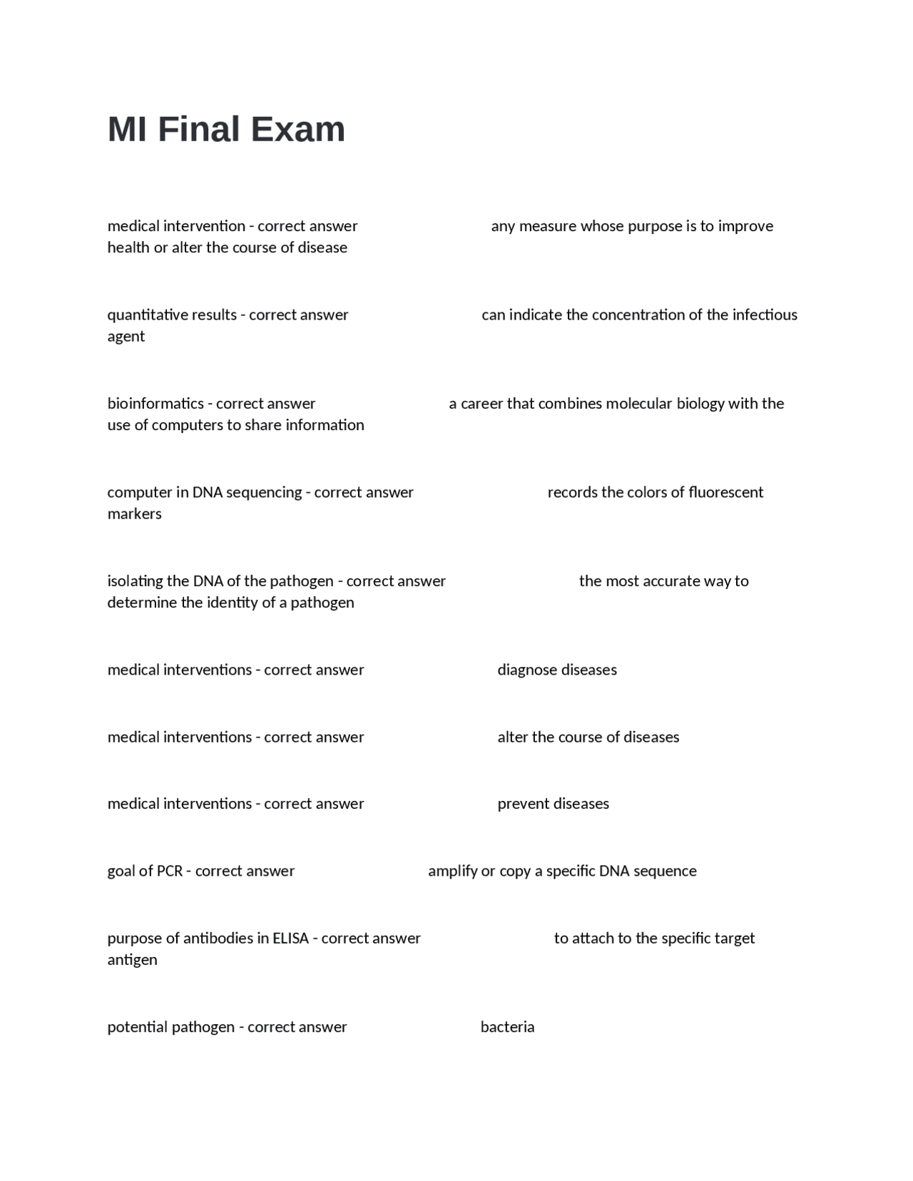 MI Final Exam Questions And Answers Well Elaborated. | Exams Nursing ...