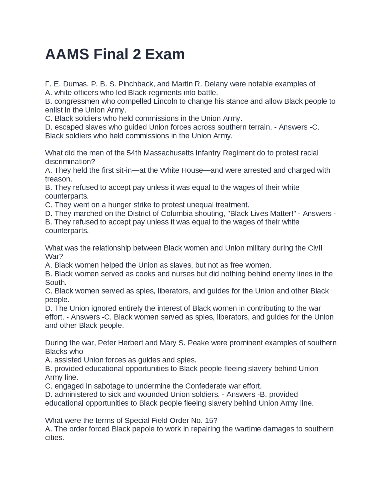 AAMS Final 2 Exam of Questions With Correct Answers | Exams Business ...