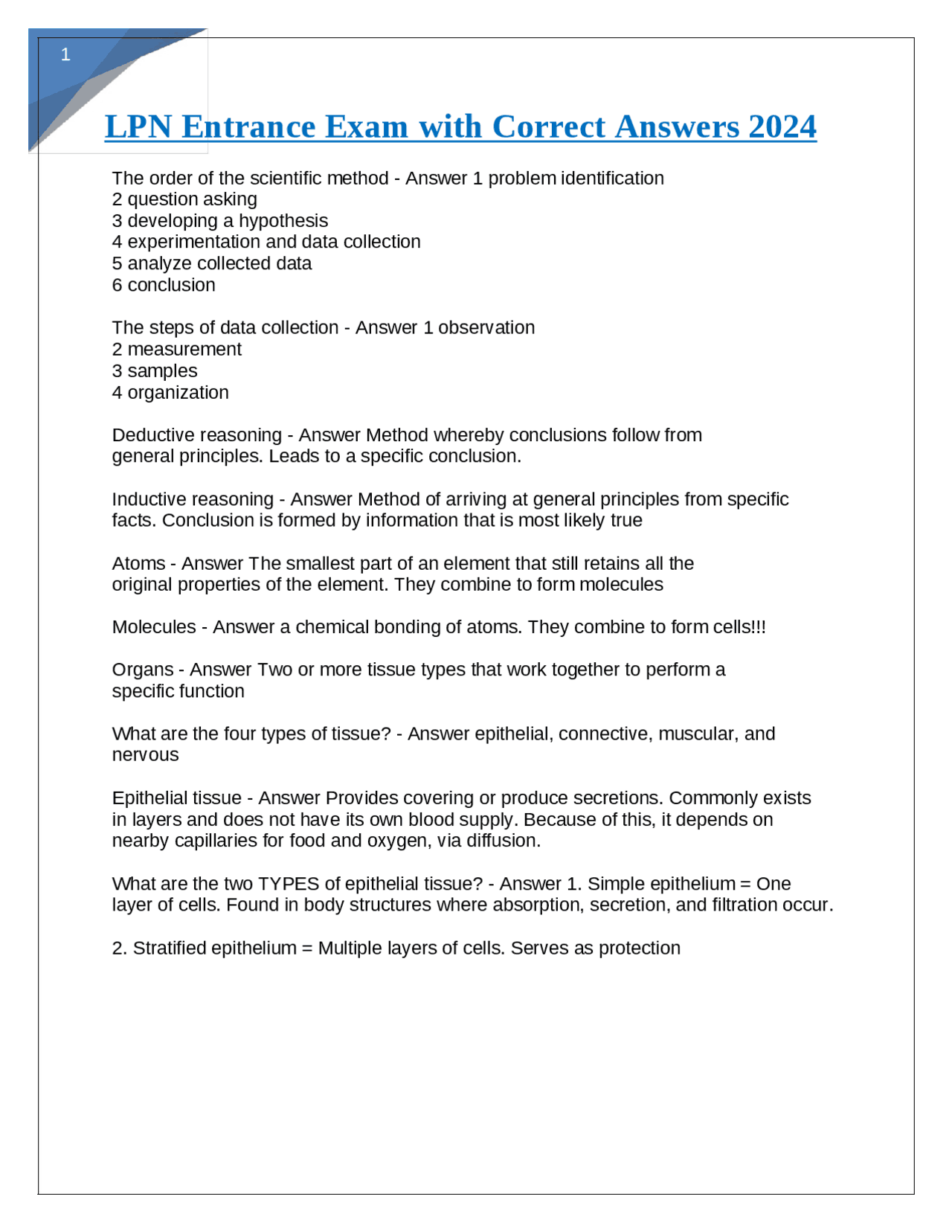 Human Anatomy and Physiology: A Q&A Review for LPN Entrance Exams ...