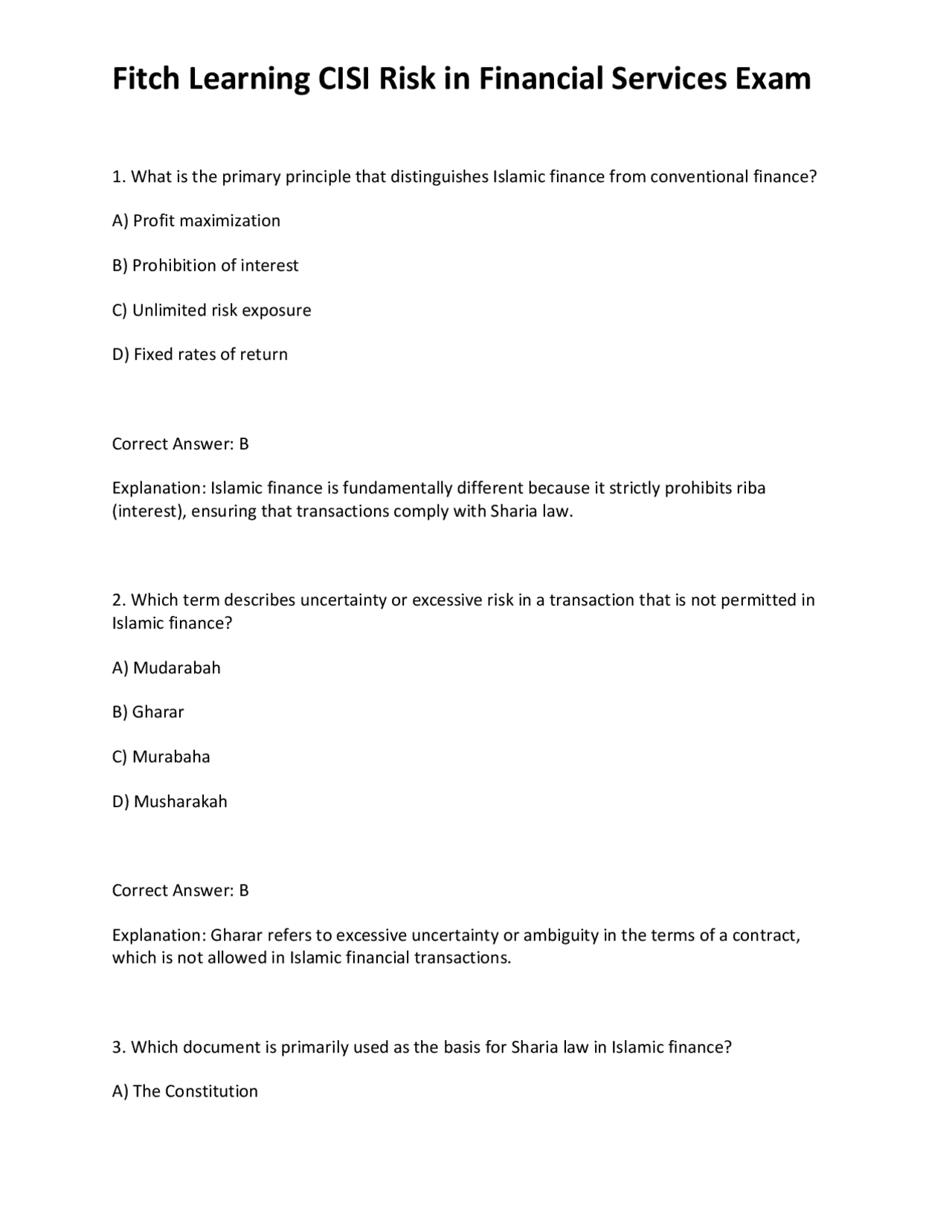 Fitch Learning CISI Risk in Financial Services Exam | Exams Technology ...