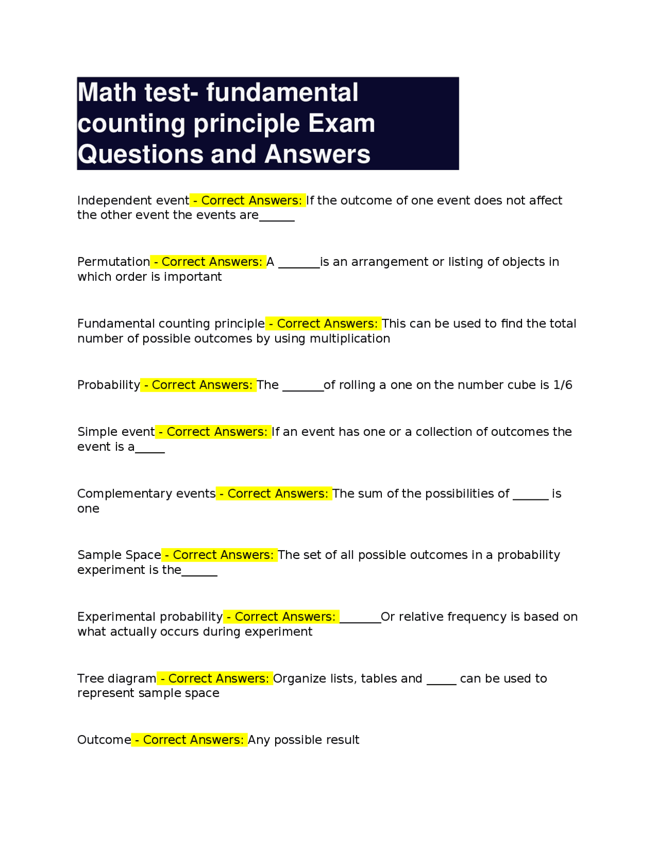 Fundamental Counting Principle, Permutations, and Probability: Math ...