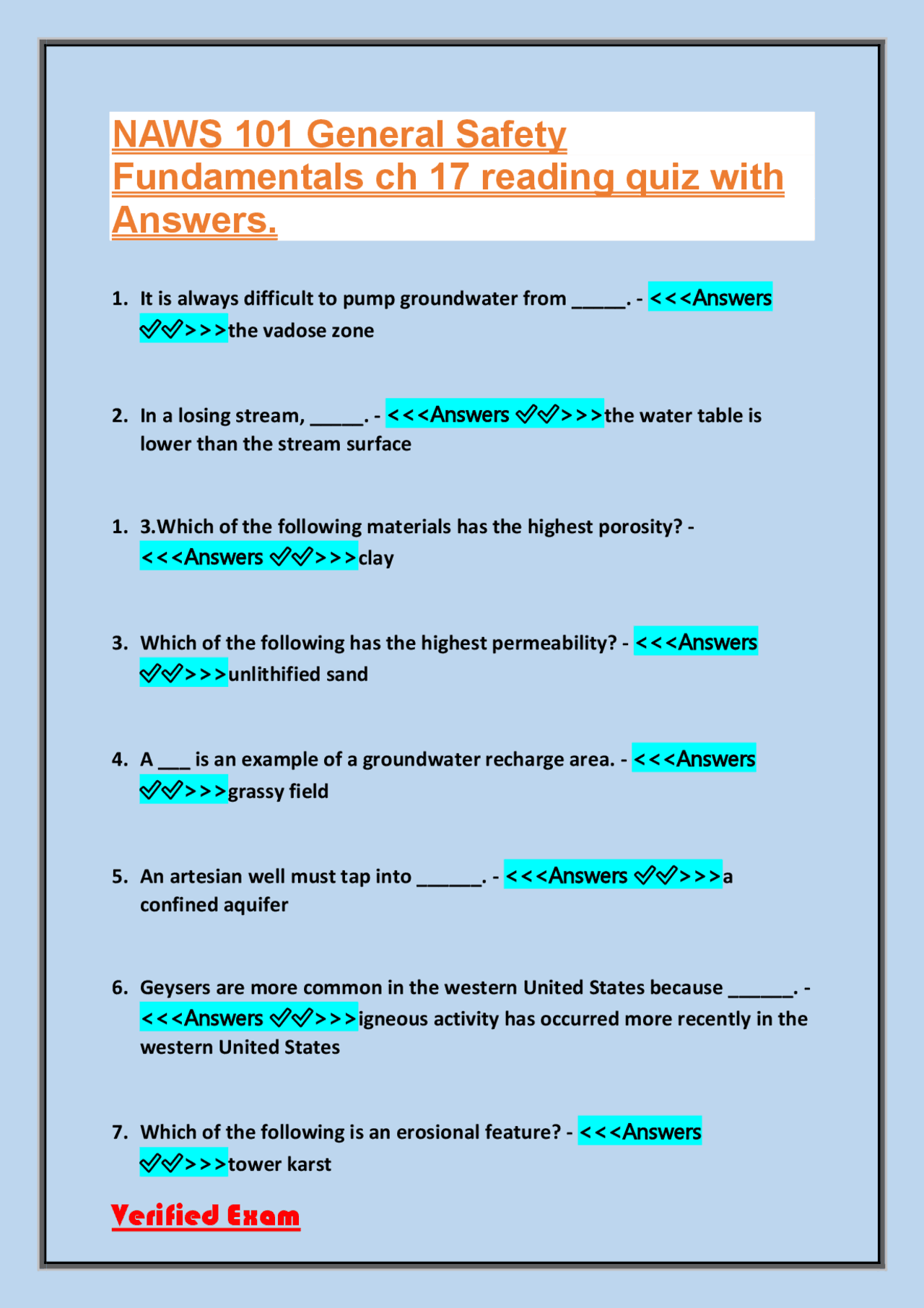 NAWS 101 General Safety Fundamentals ch 17 reading quiz with Answers ...