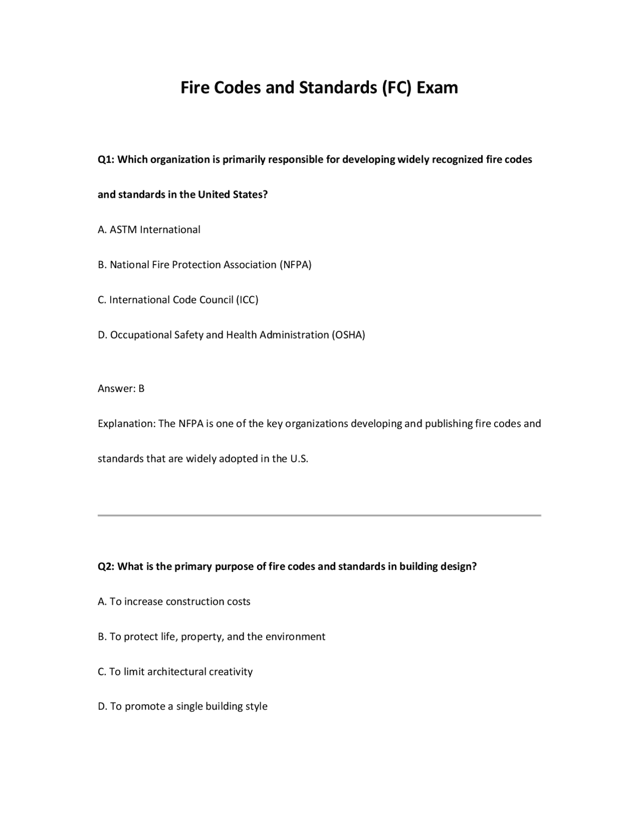 Fire Codes and Standards (FC) Exam | Exams Technology | Docsity