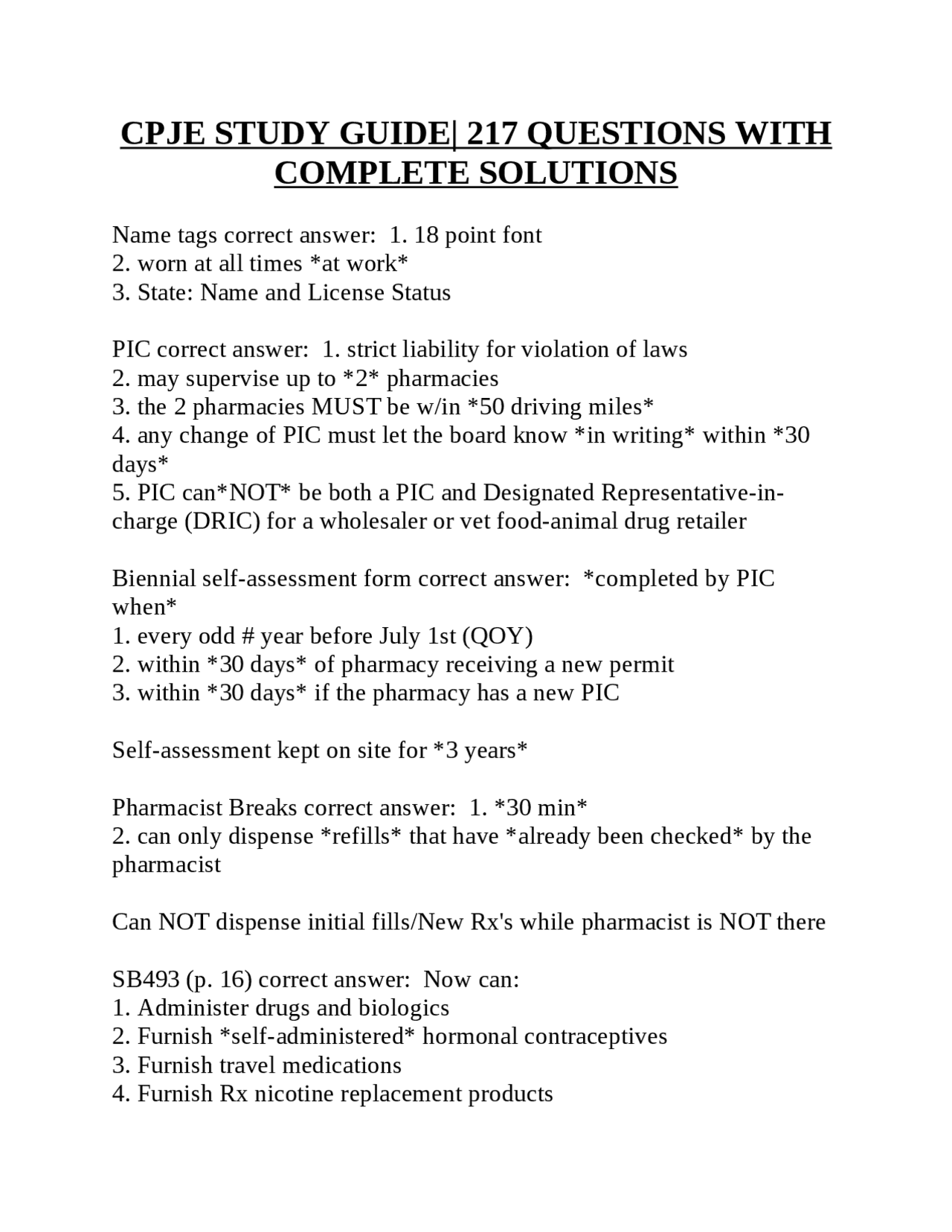 CPJE Study Guide: Comprehensive Q&A for Pharmacy Jurisprudence Exam ...