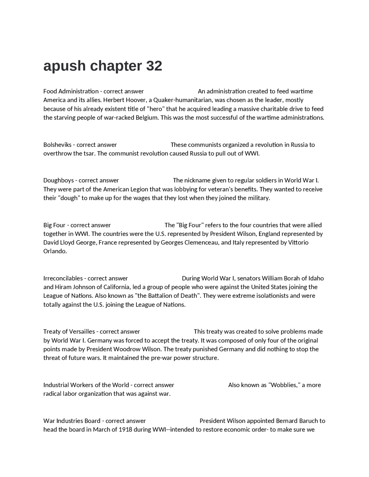apush chapter 32 pre-course study guide questions fully solved | Exams ...
