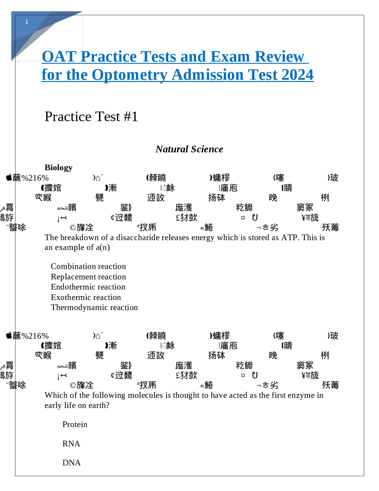 OAT Practice Tests and Exam Review for the Optometry Admission Test ...