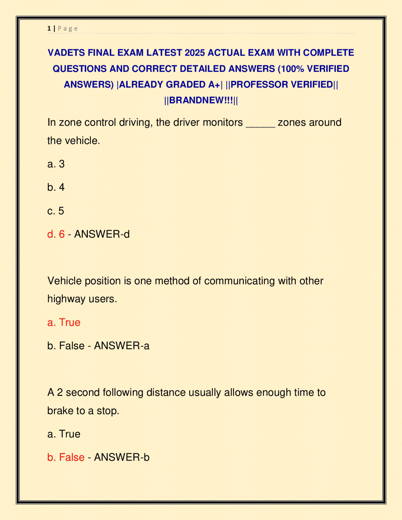 VADETS FINAL EXAM LATEST 2025 ACTUAL EXAM WITH COMPLETE QUESTIONS AND ...