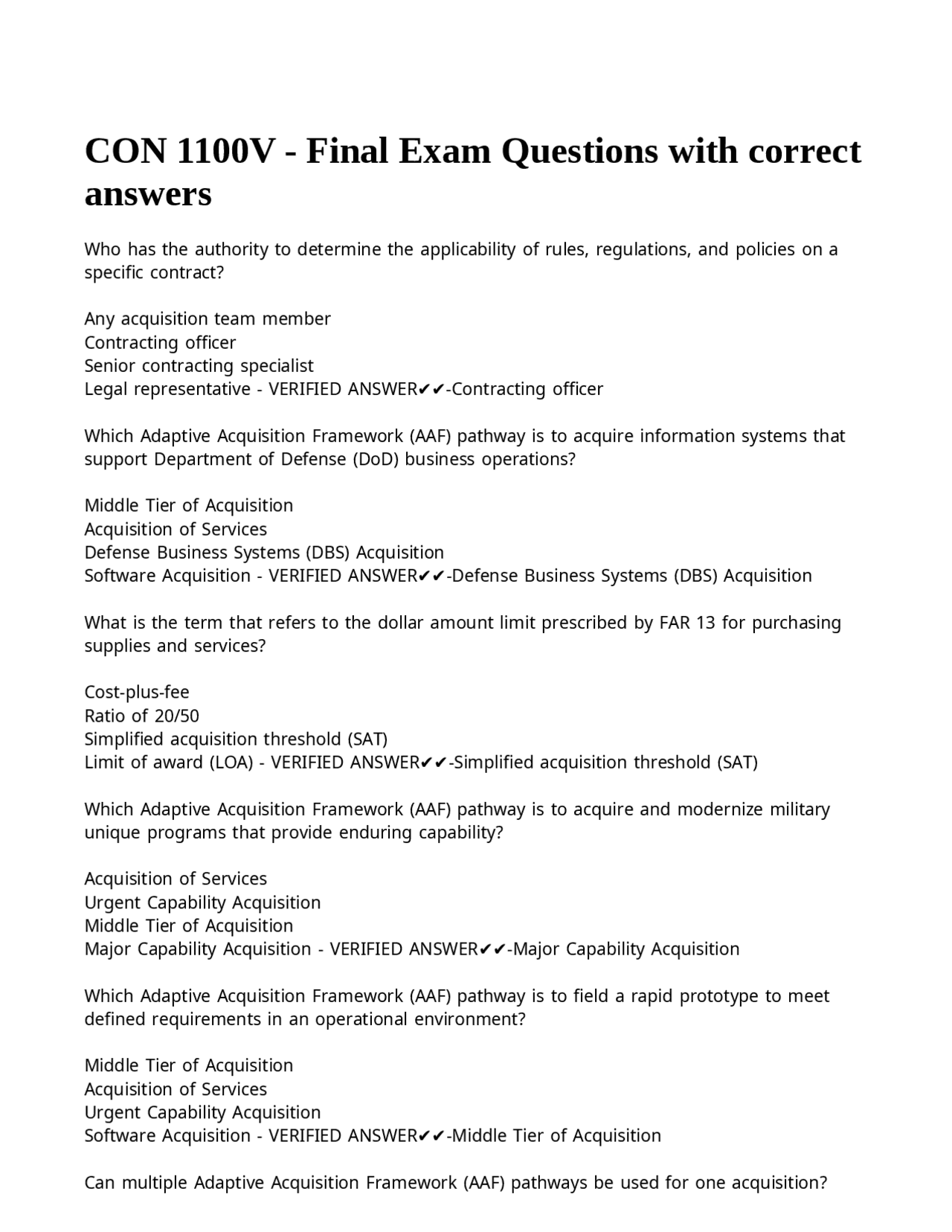 CON 1100V - Final Exam Questions with correct answers. | Exams Nursing ...