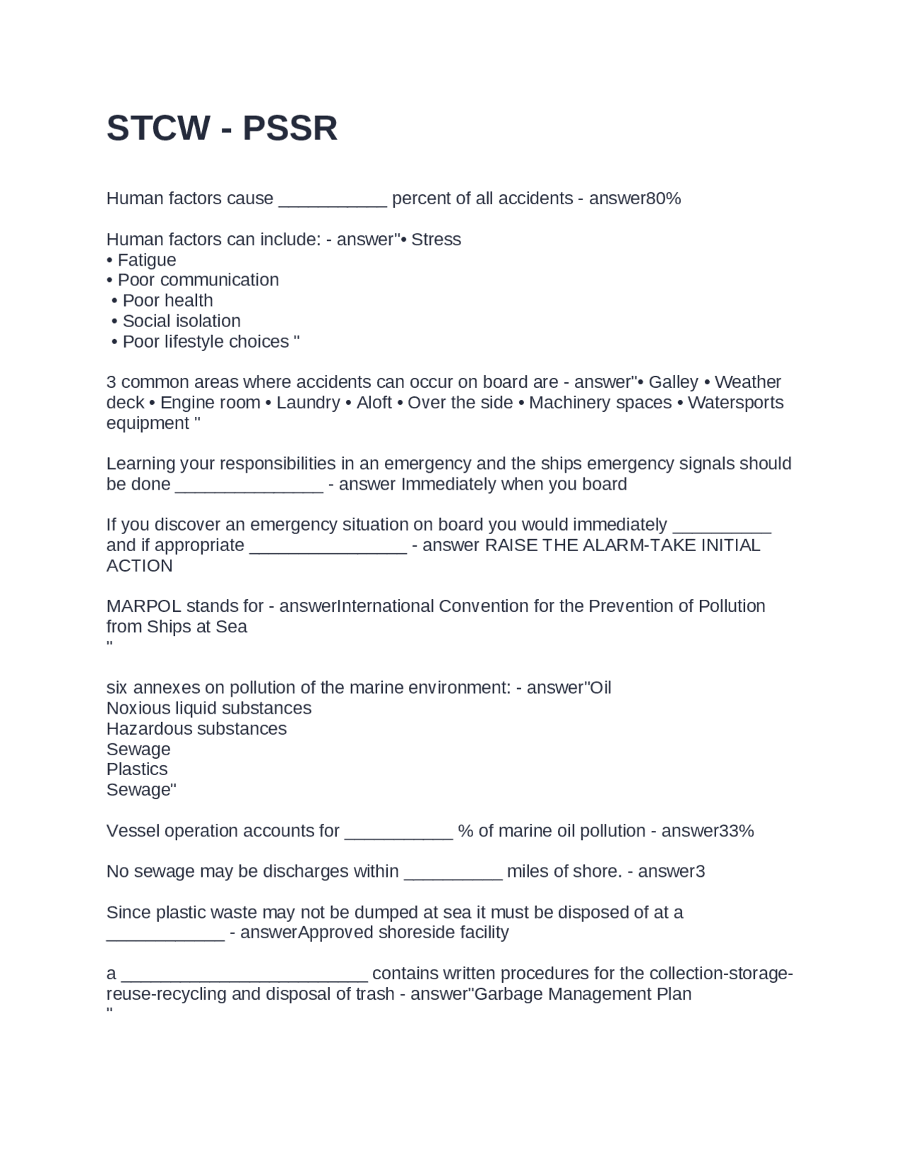 STCW - PSSR: Maritime Safety and Human Factors | Exams Advanced ...