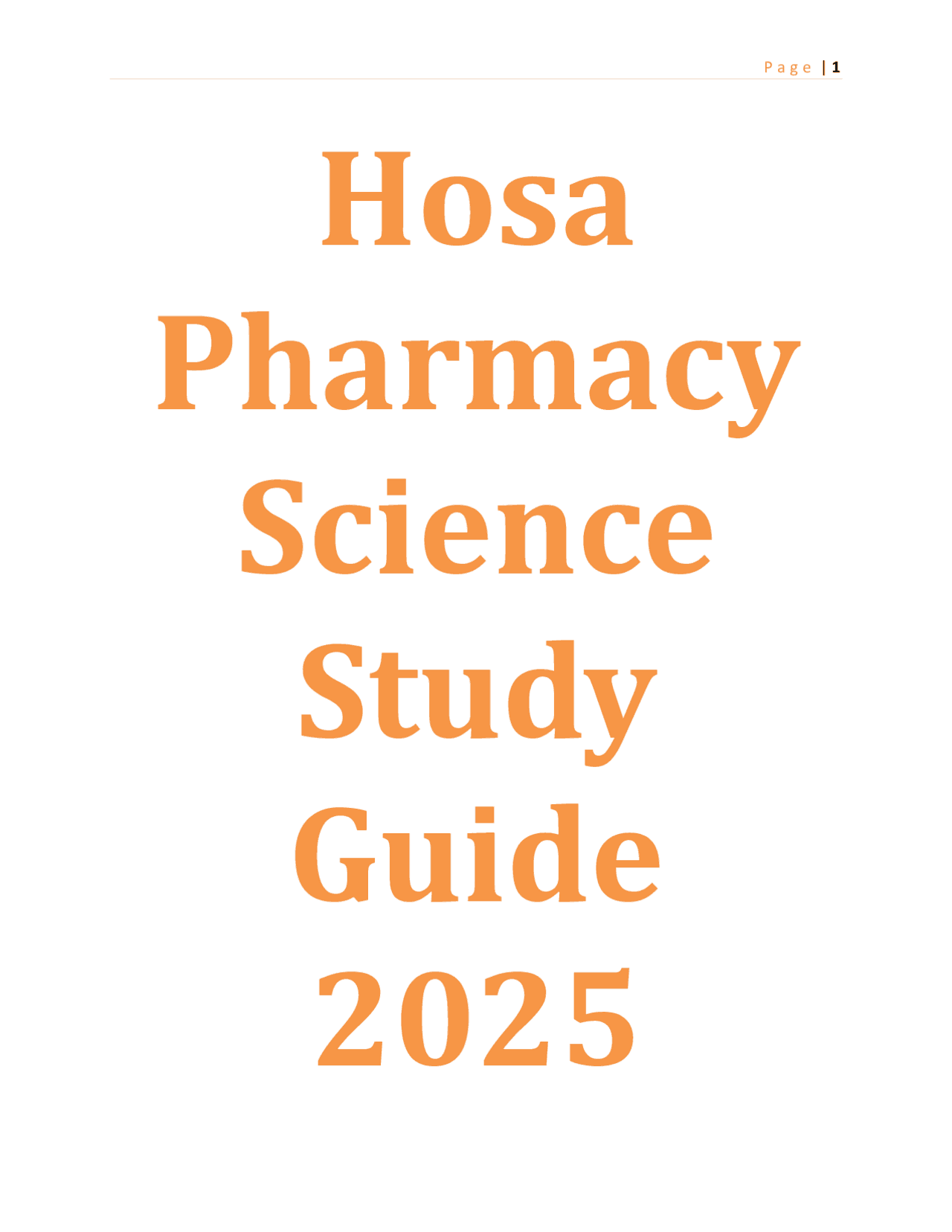 Hosa Pharmacy Science Study Guide | Exams Advanced Education | Docsity