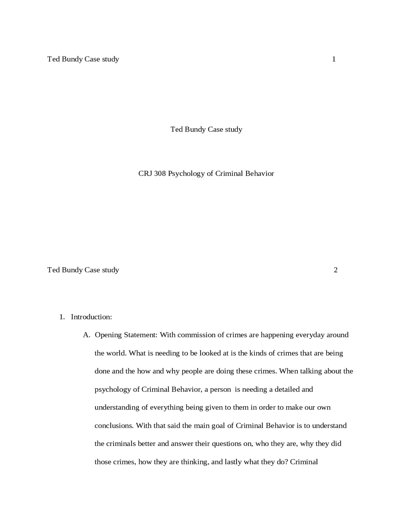 Ted Bundy Case study | Thesis Accounting | Docsity