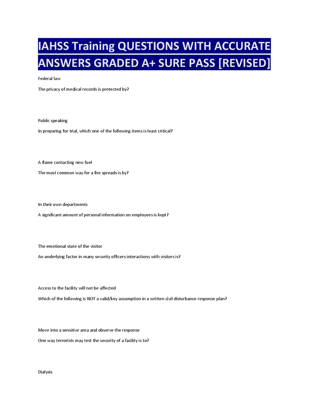 Healthcare Security Training: Questions and Answers | Exams Nursing ...