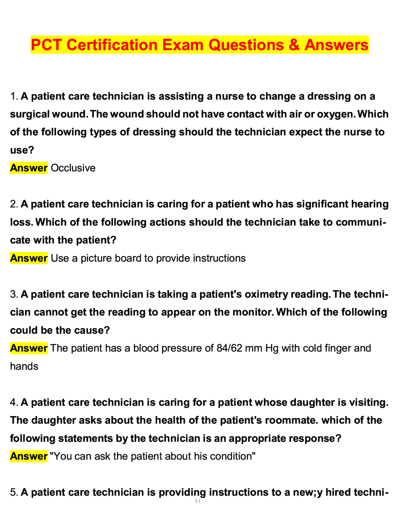 PCT Certification Exam 2025 Actual Questions & Answers Latest Version ...