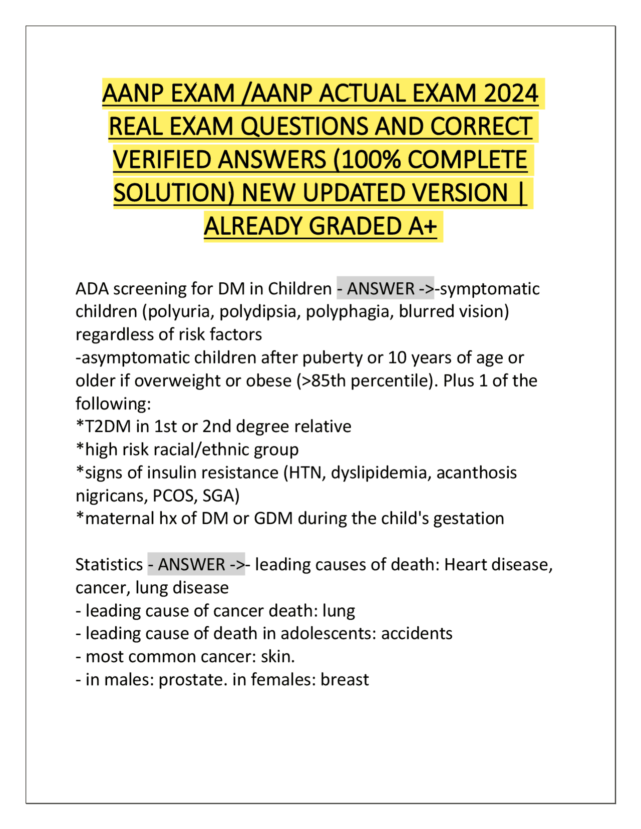 AANP BOARD EXAM 2025-2026 ACTUAL EXAM 100 QUESTIONS AND CORRECT ANSWERS ...