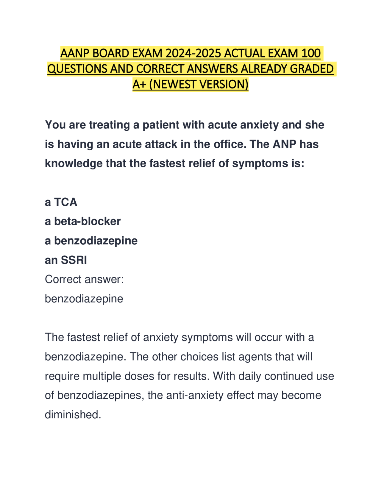 AANP BOARD EXAM 2025-2026 ACTUAL EXAM 100 QUESTIONS AND CORRECT ANSWERS ...