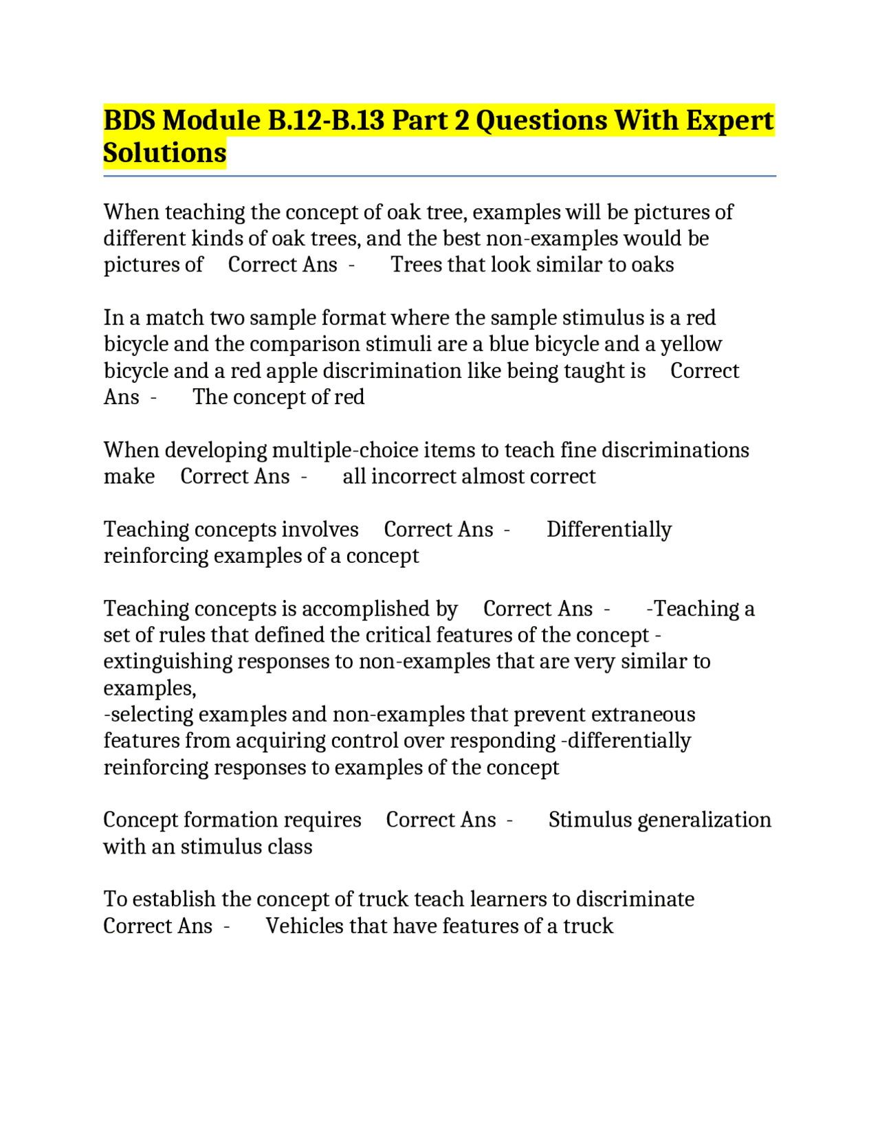 BDS Module B.12-B.13 Part 2 Questions With Expert Solutions | Exams ...