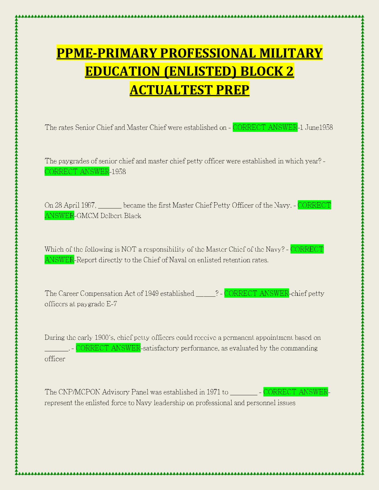 PPME-PRIMARY PROFESSIONAL MILITARY EDUCATION (ENLISTED) BLOCK 2 ...
