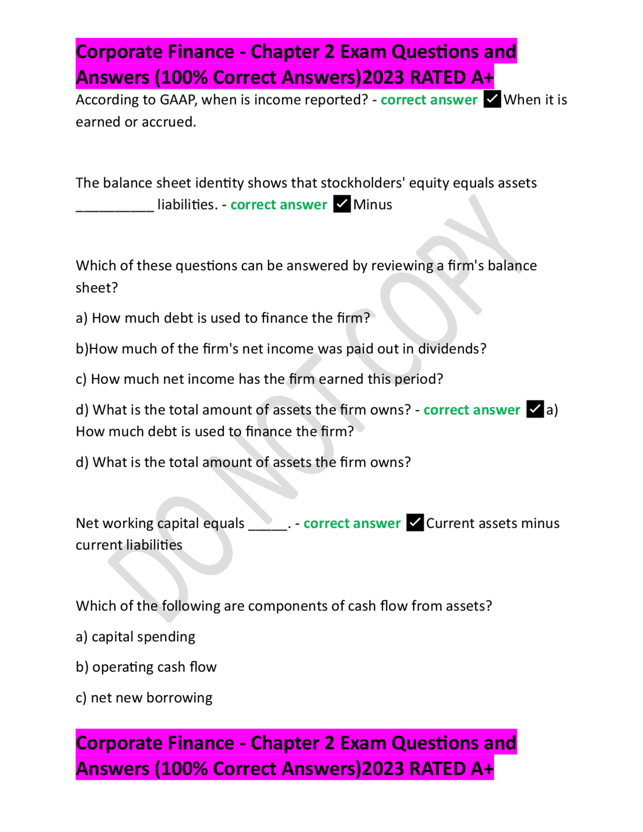 Corporate Finance Exam Questions and Answers: A Comprehensive Guide ...