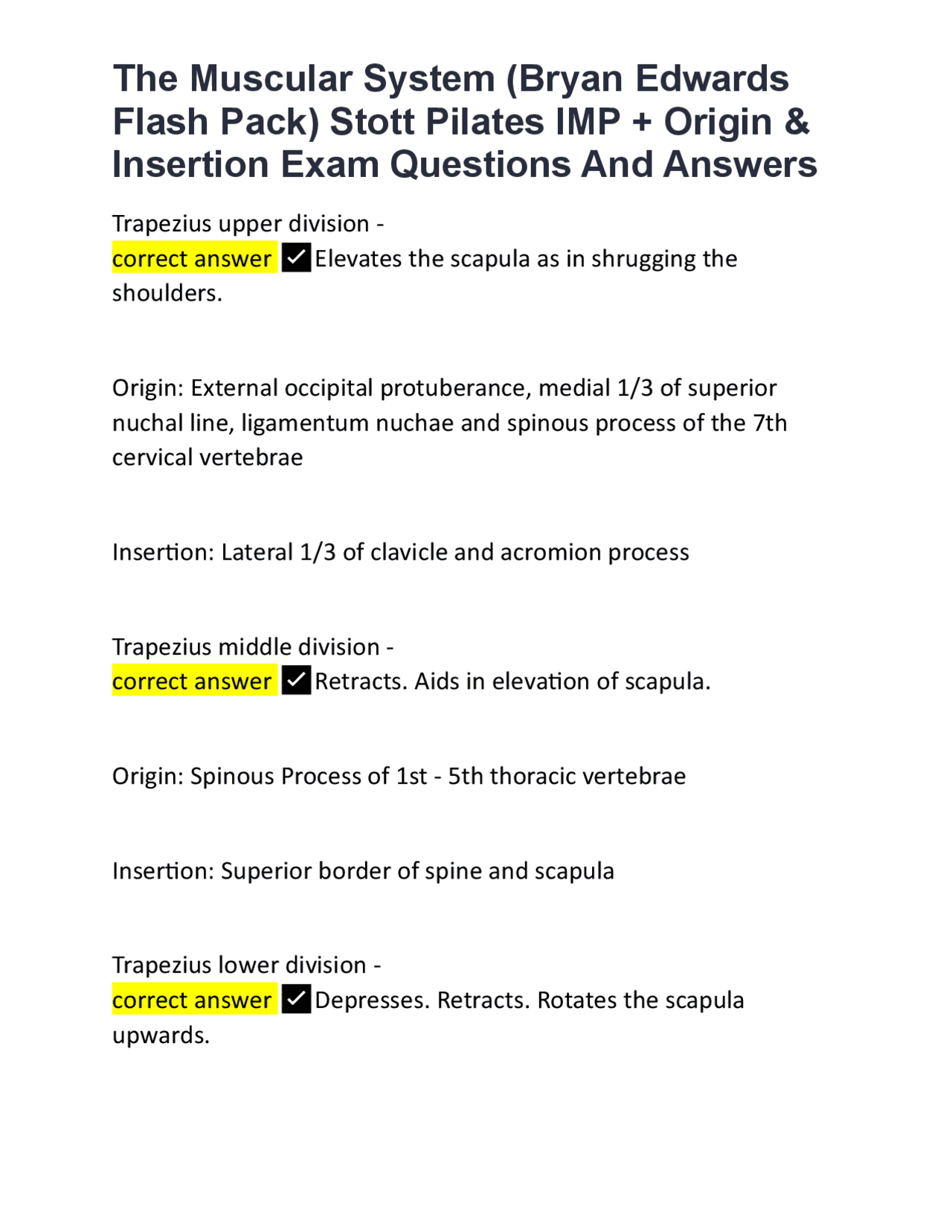 The Muscular System (Bryan Edwards Flash Pack) Stott Pilates IMP ...