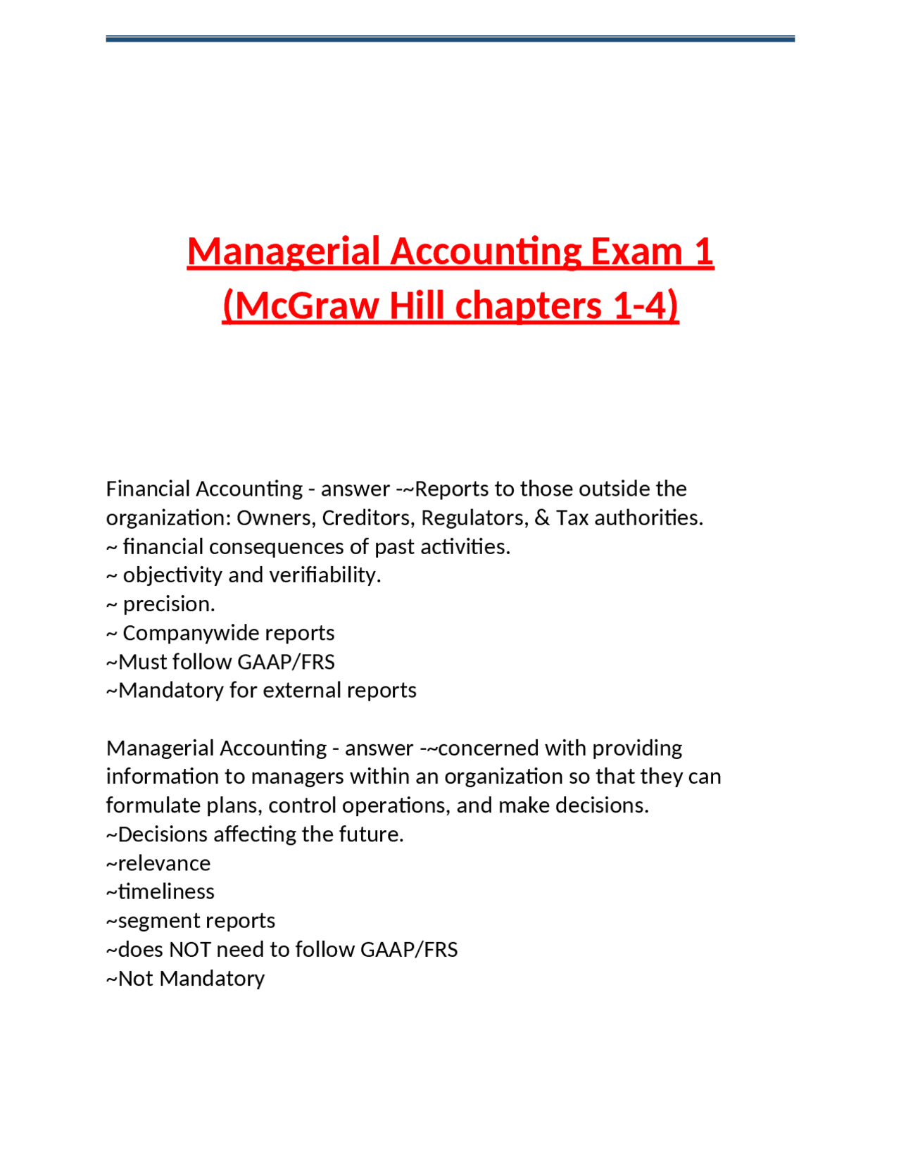 Managerial Accounting Exam 1 (McGraw Hill chapters 1-4).docx | Exams ...