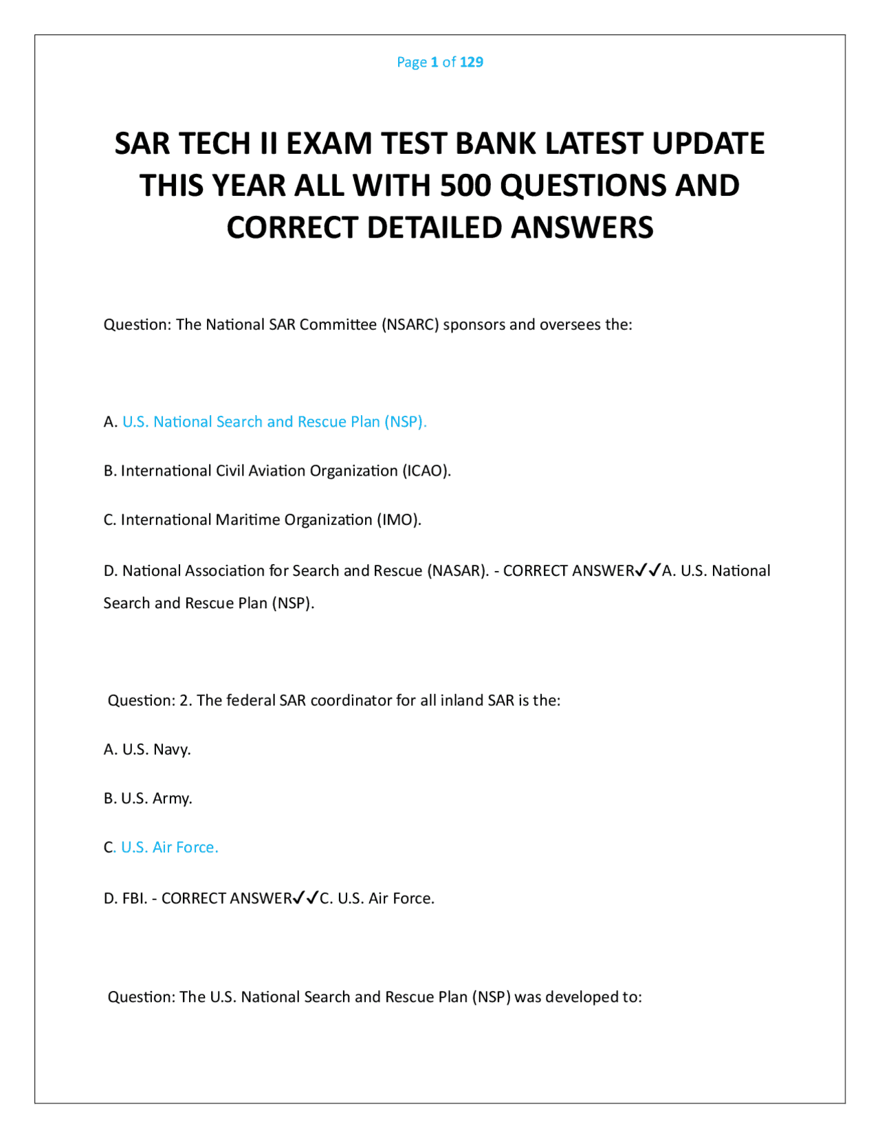 SAR TECH II EXAM TEST BANK LATEST UPDATE THIS YEAR ALL WITH 500 ...