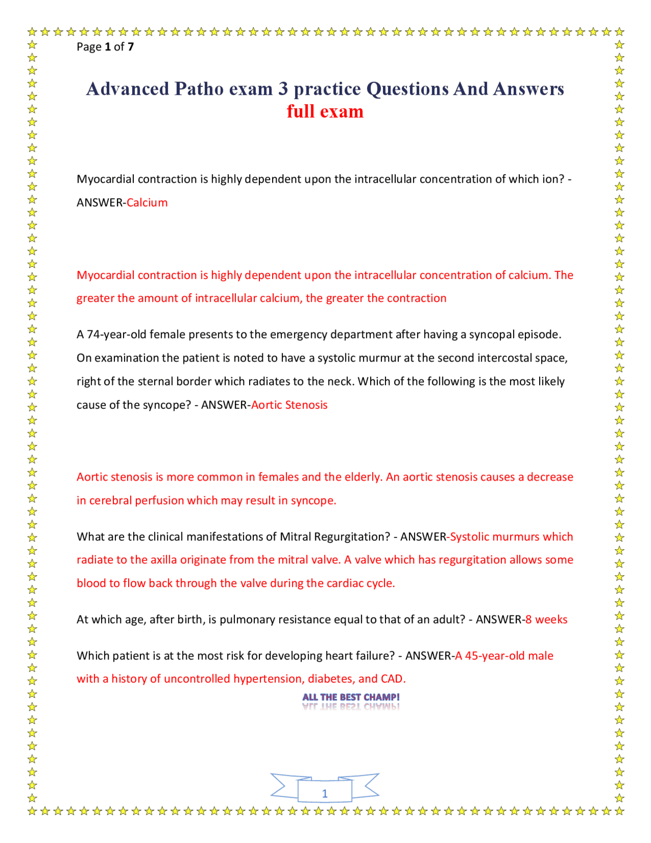 Advanced Patho exam 3 practice Questions And Answers full exam.pdf ...